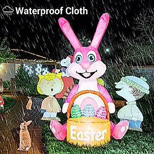 Toodour 4FT Easter Inflatable Bunny Decorations - Inflatable Easter Bunny with Egg, Easter Blow up Outdoor Yard Decoration Built-in LED Lights for Easter, Holiday, Party, Yard, Garden, Lawn,