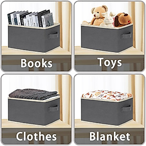 LHZK Small Storage Baskets for Shelves 6 Pack, Collapsible Fabric Storage Bins for Shelves, Closet Storage Bins with Handles, Storage Baskets for Organizing Home (Grey, 11.4"x8.7"x6.7")