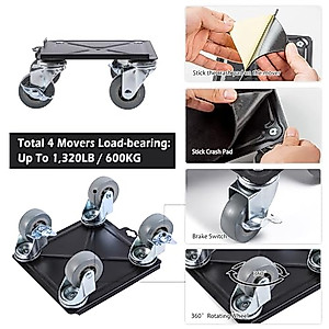 LOYAL TIGER Furniture Dolly,Furniture Mover Pro Set,Furniture Lifter with 4 360° Rotatable Rubber Universal Wheels，Carbon Steel Panel Furniture Movers，Maximum Load 2645LBS.