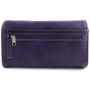 Zelris Fall Fern Leaf Western Cross Women Crossbody Wrist Trifold Wallet (Purple)