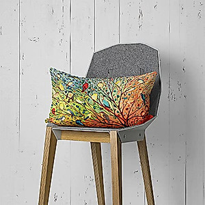 Unibedding Outdoor Lumbar Birds Throw Pillow Covers 12x20 Set of 2 Spring Summer Pillow Covers Rectangle Cushion Covers for Sofa Couch Patio Garden Seasonal Decoration, Blue