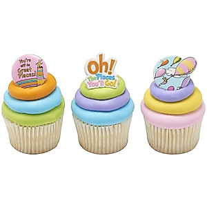 DecoPac Oh, the Places You'll Go! Cupcake Rings, 24 Dr. Seuss Cupcake Decorations For Graduation, Wedding, Birthday, Food Safe Cake Toppers – 24 Pack