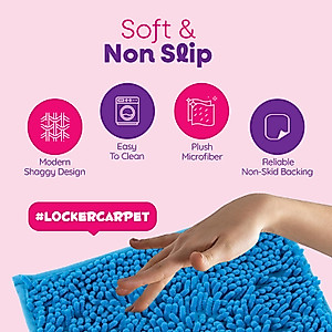 InstaLocker Locker Decorations Carpet - Locker Rugs for Girls - 100% Microfiber, Shaggy Style Locker Rugs - 11.5" x 17.5" Rectangle Locker Rug with Non Skid Backing - Top Locker Décor Accessories