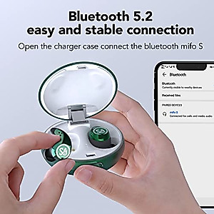 MIFO S True Wireless Earbuds Active Noise Canceling, Bluetooth 5.2, 6Mics ENC Noise Cancelling Headphones, IPX7 Waterproof, Deep Bass Wireless Sport Earbuds with APP(Green)