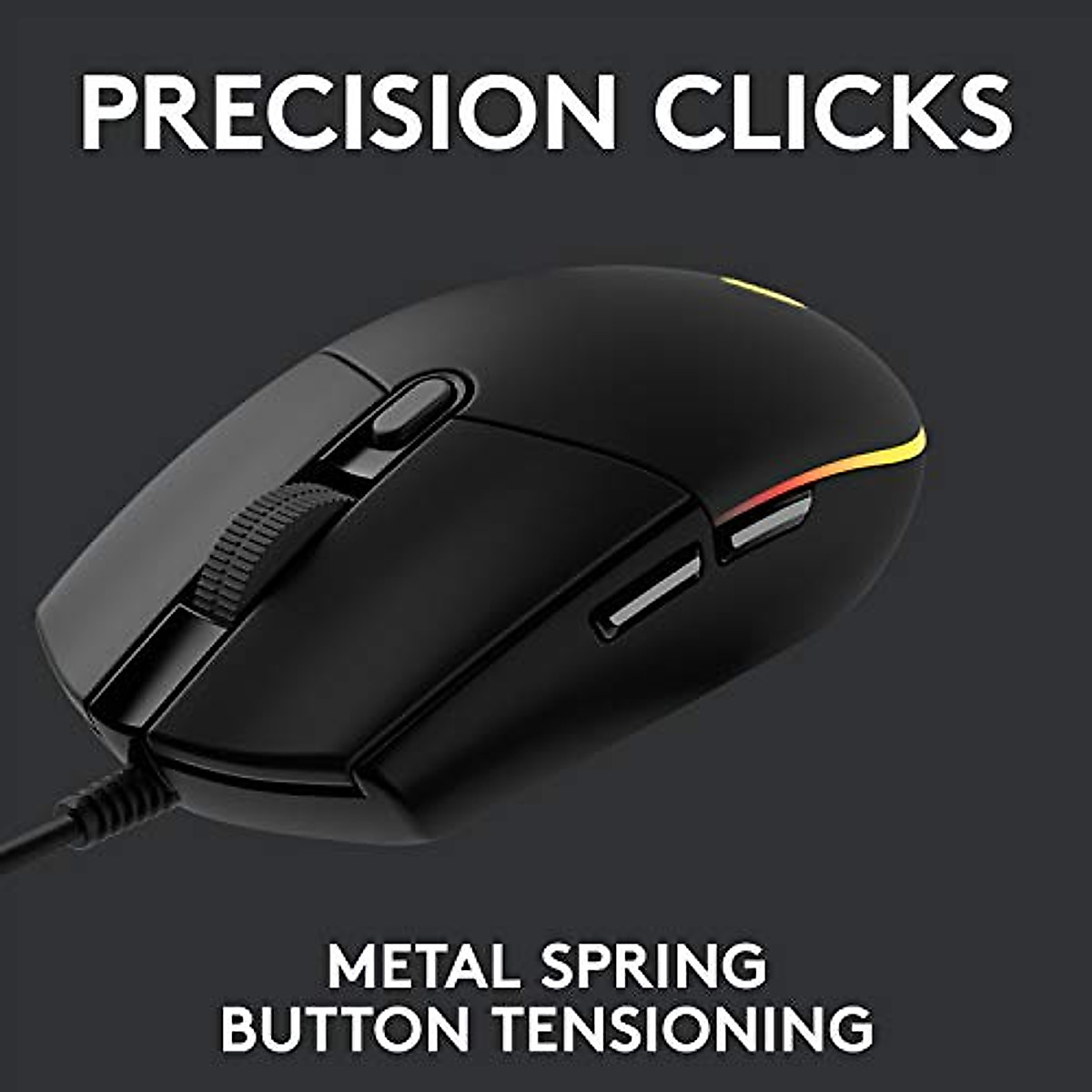 Logitech G102 Light Sync Gaming Wired Mouse with Customizable RGB Lighting, 6 Programmable Buttons, Gaming Grade Sensor, 8 k dpi Tracking,16.8mn Color, Light Weight (Black) (910-005802)
