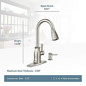 Moen Hensley Spot Resist Stainless Single-Handle Pull-Down Sprayer Kitchen Faucet Featuring Reflex, 87024MSRS