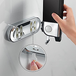 Wall Mounted Bathroom Shower Pump Dispenser,Soap Shampoo Conditioner Dispenser Wall Mount, Liquid Soap Dispenser for Hotel, Home, School,Kitchen 【500ml Black -Non Drill +Drill 】