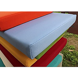Hruile 2 3 Seater Garden Long Bench Cushion Pad Mat with Fixing Ties, 5cm Thick Bench Seat Cushion Pad, Waterproof Seat Pad for Outdoor Patio Furniture Swing Chair, Blue, 60x30cm