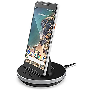 Encased USB Type C Desktop Charging Stand - Compatible with All Google Pixel Phones - Charger Dock for Pixel 6a, 6 Pro, / 7a, 7, 8, 8 Pro Models, Aluminum Black (Case Compatible)