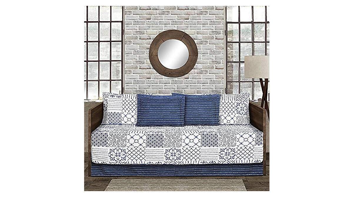 Lush Decor Blue Daybed Cover Set - 6 Piece Patchwork Bedding