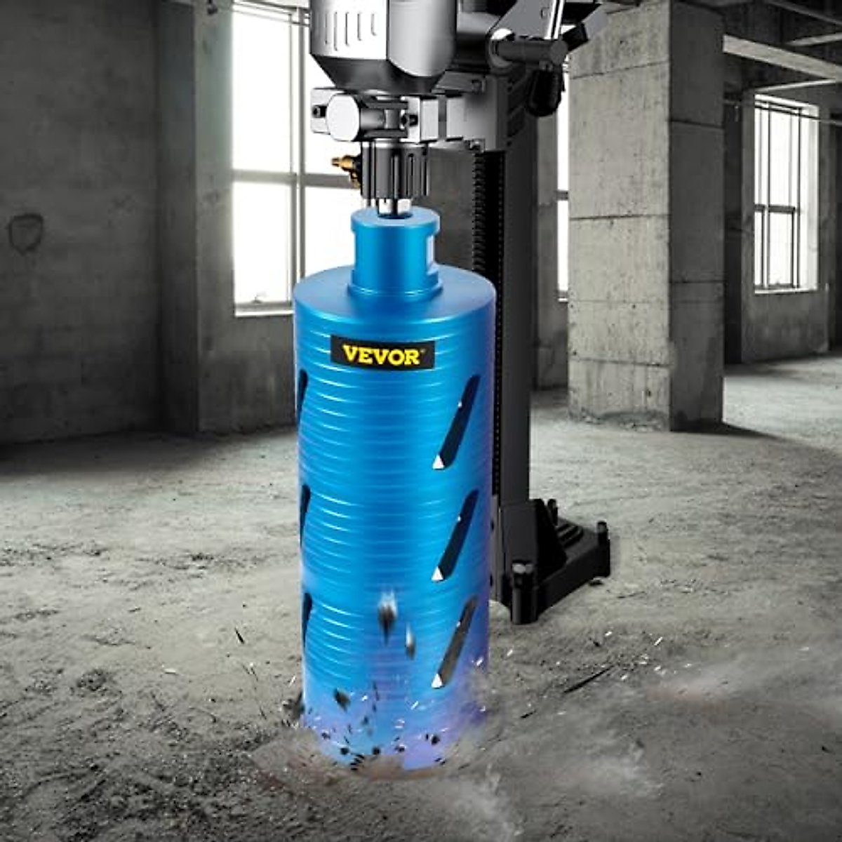 VEVOR Core Drill Bit, 4" /101.6 mm Diameter 5/8"-11 Shank Arbor with a Pilot Bit & 4.5" Blade, 9.5" /241.3mm Depth Diamond Dry Coring Bore Tool, Masonry Hole Saw Bits for Hard Concrete Brick and Block
