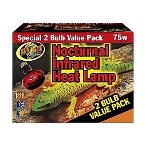 Zoo Med Nocturnal Infrared Heat Lamp, 75 Watts, Pack of 2 bulbs, 2 CT