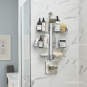 simplehuman Adjustable and Extendable Shower Caddy XL, Stainless Steel and Anodized Aluminum