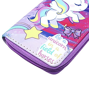 Women Long Purse Wallet Cartoon Unicorn Clutch Handbag Zipper Around Cute Card Holder Coin Purse for Teen Girls