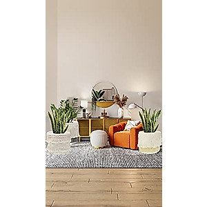 Heavenera 12 inch Round Cotton Storage Baskets Herringbone Bohemian Cotton Storage Baskets Collapsible Nursery Baskets Hand Woven Boho Baskets as Planters Storage (12inch, Zigzag,Beige)