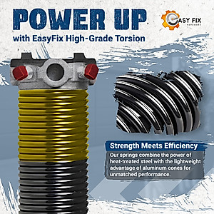 Garage Door Torsion Spring 250x2x29 for Right Side of Garage Door with 1" Steel Bearing and Winding Bars Precision E-Coating 5-Year Warranty Minimum 30,000 Cycles (Black Cone)