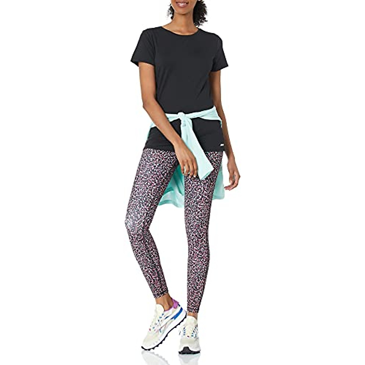 Amazon Essentials Women's Tech Stretch Short-Sleeve Crewneck T-Shirt (Available in Plus Size), Pack of 2, Black/Dark Grey Space Dye, X-Large