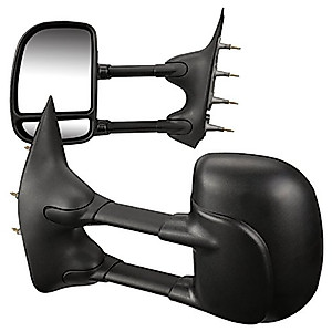 DNA Motoring TWM-010-T222-BK Pair of Manual Adjustment Towing Side Mirrors Compatible with 03-14 E-150 E-250 E-350 E-450 E-550 / Econoline,Black Housing