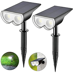 Linkind StarRay Solar Spot Lights Outdoor, 16 LEDs IP67 Waterproof Dusk-to-Dawn Landscape Spotlights, 6500K Daylight Wall Lights for Garden Yard Driveway Walkway, 2 Pack
