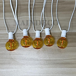 MAINDECO G40 LED Replacement Bulbs, Clear Orange,120V,0.5W, E12 Base,Outdoor Shatterproof Plastic Bulb,for String Light -25Pack