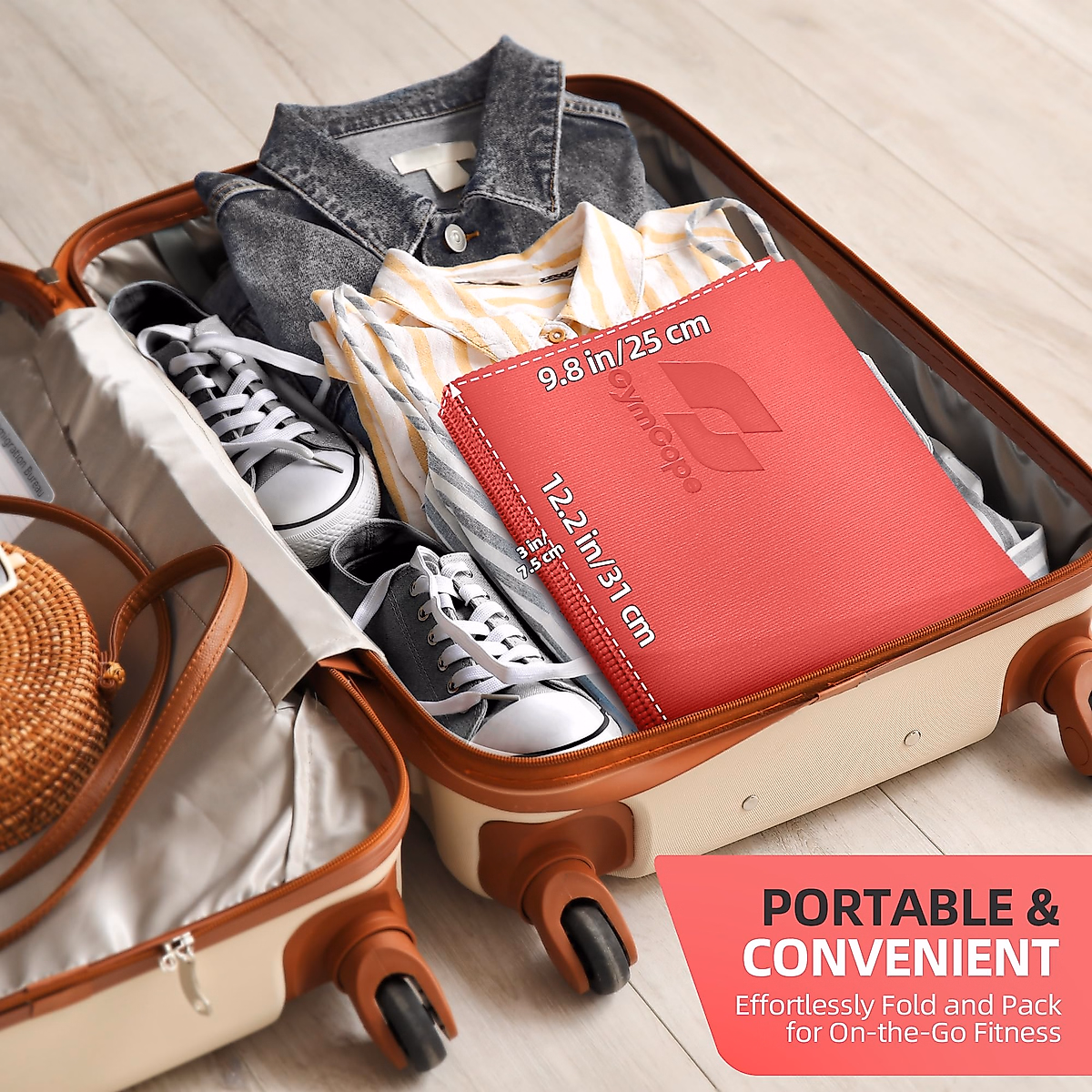 GymCope Foldable Yoga Mat for Travel, 68"x24" Folding Travel Gym Mat for Women Yoga Studio, Packable and Portable Pilates Mat with Storage Bag Easy to Carry, Lightweight Travel Workout Mat, 2mm/4mm