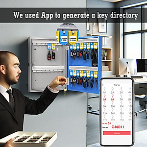 DiDiHere 32 Key Lock Box, Smart Key Cabinet Wall Mount, 4-Ways Unlocking, Key Organizer Security Storage, Key Safe Lockbox Holder for Valets, Hotels, Car, House Keys,, Blue