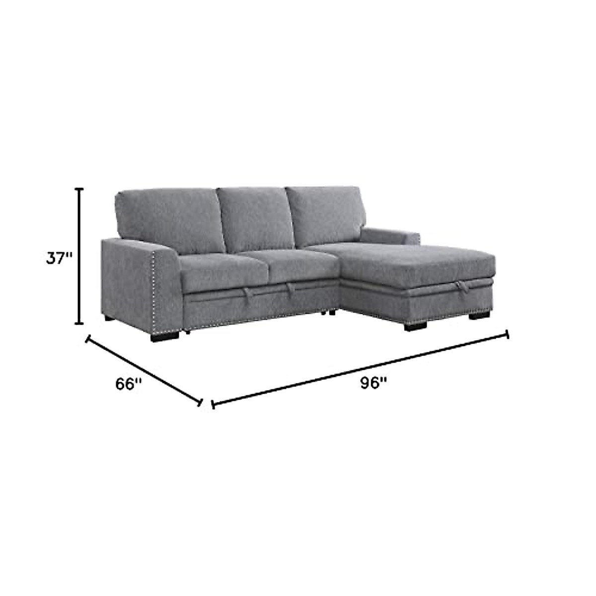 Lexicon Winona Sectional Sofa with Right Side Chaise, Gray
