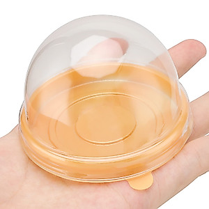 MUKLEI 200 Pack 3 Inch Plastic Mini Cake Box, Clear Cupcake Box with Dome Lids, Dome Muffin Single Container Round Plastic Cupcake Holders for Mooncakes, Cookies, Desserts, Gold Base