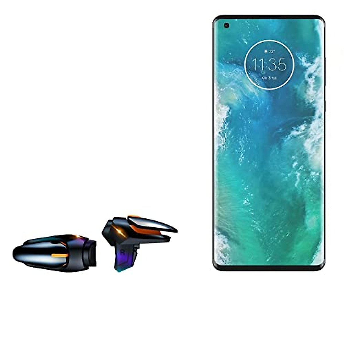 BoxWave Gaming Gear Compatible With Motorola Edge (2020) - Touchscreen QuickTrigger Auto, Trigger Buttons Autofire Gaming Mobile FPS - Jet Black