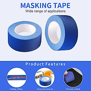 JayJayup Painters Tape 2 Inch Wide, 8 Pack Blue Masking Tape for General Purpose Use, 2 Inches x 55 Yards x 8 Rolls, 440 Yards in Total
