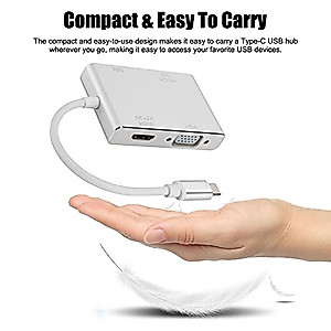 Type-C Converter 1920x1200/30hz Hub Adapter Easy to Carry Aluminum Alloy Multifunction for Computer Desktop