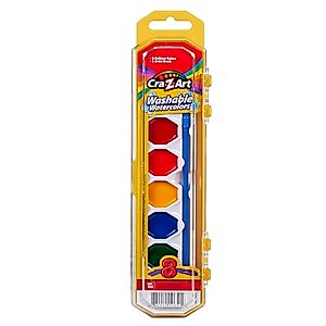 Cra-Z-art Washable Watercolors with Brush, 8 Colors, 1 Tray (10651)