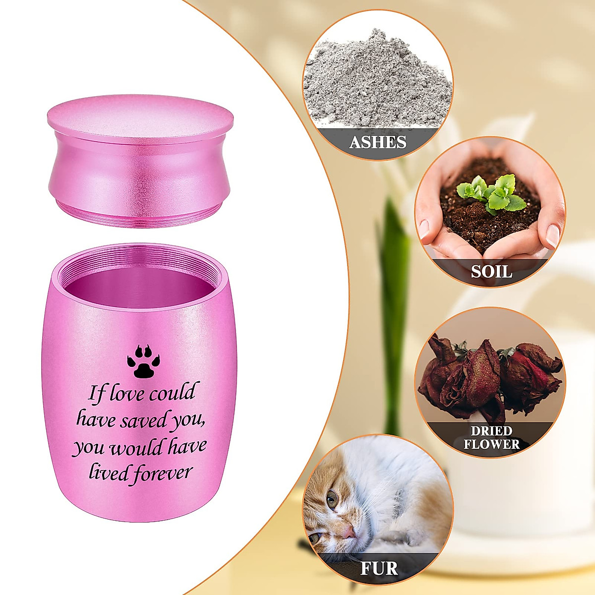 3 Inches Small Keepsake Urn for Pet Dog Ashes Aluminum Mini Cremation Urns for Dog Cat Memorial Ashes Urn for Sharing Fur Friend Ashes