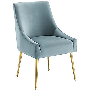 Modway Discern Upholstered Performance Velvet Dining Chair Set of 2, Light Blue