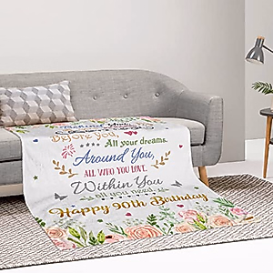 90th Birthday Gifts for Women, 90th Birthday Decorations for Women, 90th Birthday Gifts for Men, 90th Birthday Gift Ideas for Mom Grandma, 90 Year Old Birthday Gifts for Women Throw Blankets 60"x 50"