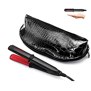 AXUF Mini Dual Deluxe Styler,Mini Flat Iron Add Straighten & Curls Hair Straightener, 3/4 Inch Travel Flat Iron for Short Hair, Curls Bangs