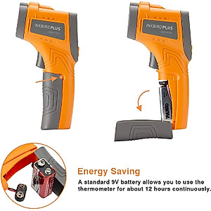 INKBIRD Infrared Thermometer Digital Laser Temperature Gun -58℉~1022℉ INK-IFT01 and Instant Read Meat Thermometer IHT-1P - Adjustable Emissivity Thermometers Gun for Cooking BBQ Oven Pizza