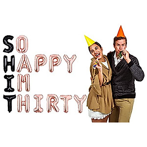 30th Birthday Ballloons, So Happy Im Thirty Balloons Black and Rose Gold, Funny 30th Birthday Balloons, 30th Birthday Banner, 30th Birthday Decorations, 30th Birthday Gift Ideas