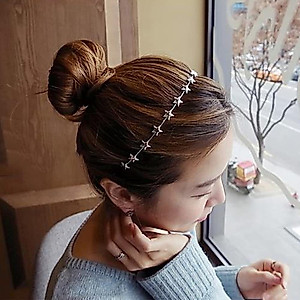 Aswewamt 2 PACK Alloy Five-pointed Star Headbands,Bridal Hair Hoop Wedding Hair Accessories Ornaments for Elegant Women Girls