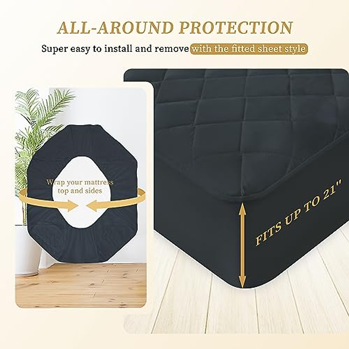 Bundle Safe and Sound Waterproof Quilted Mattress Pad + Waterproof Quilted Mattress Pad （White ＆ Grey）