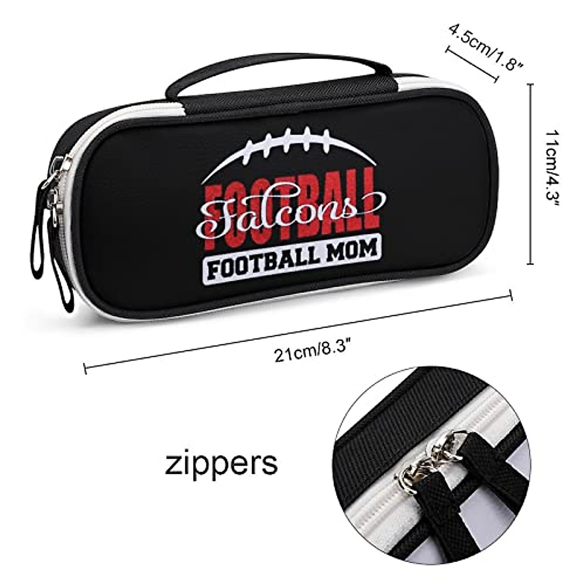 Football Mom Printed Pencil Case Bag Stationery Pouch with Handle Portable Makeup Bag Desk Organizer
