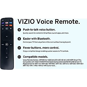 Voice Remote for Vizio Smart TV, XRT260 Remote Replacement for All Vizio LED LCD HD 4K UHD HDR Smart TVs with Shortcut Keys HBO Max, Netflix, Prime Video, Pluto, iHeart Radio, Crackle, Watchfree
