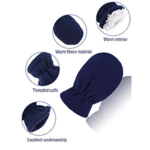 SATINIOR 3 Pairs Baby and Toddler Winter Mittens Kids Fleece Warm Mittens for Baby Boy Girl (Black, Navy Blue, Grey, 6-18 Months)