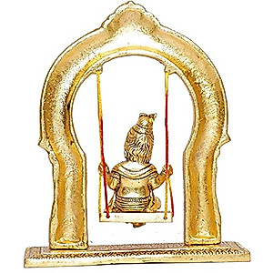 Laddu Gopal Swing Jhula/Krishna Jhula palna for Temple/Pooja Room, Decor Your Home,Office & Gift Your Relatives On Wedding,Anniversaries,Birthday.(22.5 cm)Gold