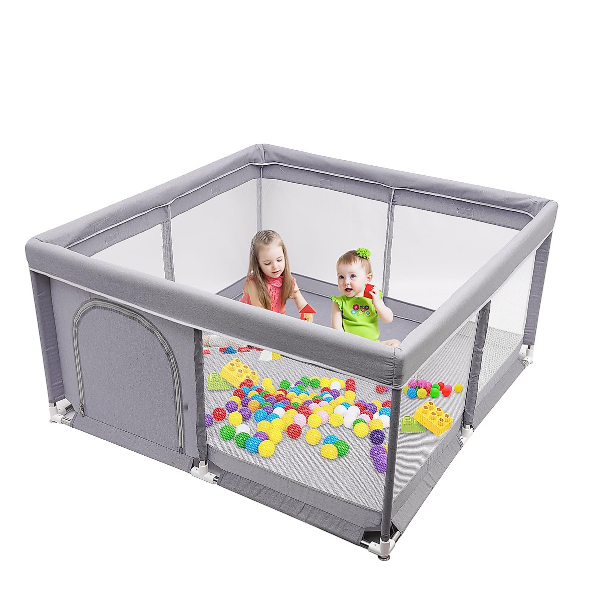 Baby Playpen Extra Large Activity Center Indoor & Outdoor Large Playpen with Anti-Slip Base Sturdy Safety Fence with Super Soft Breathable Mesh