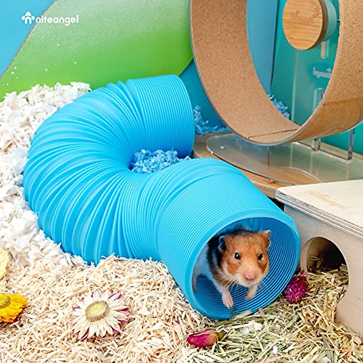 Niteangel Small Pet Fun Tunnel, 39 x 4 inches - Fit Adult Ferrets and Rats (Blue)