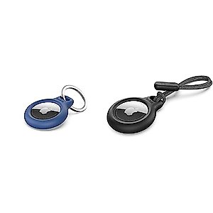 Belkin AirTag Case with Strap, Secure Holder Protective Cover- Black & AirTag Case with Key Ring, Secure Holder Protective Cover for Air Tag with Scratch Resistance Accessory - Blue