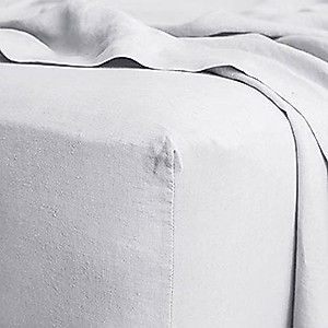 Merryfeel Linen Sheet Set Queen, Luxurious 100% French Linen Bed Sheets Deep Pocket Sheets, 4 Pieces Breathable Bedding Set, Washed French Linen Sheet- Grey