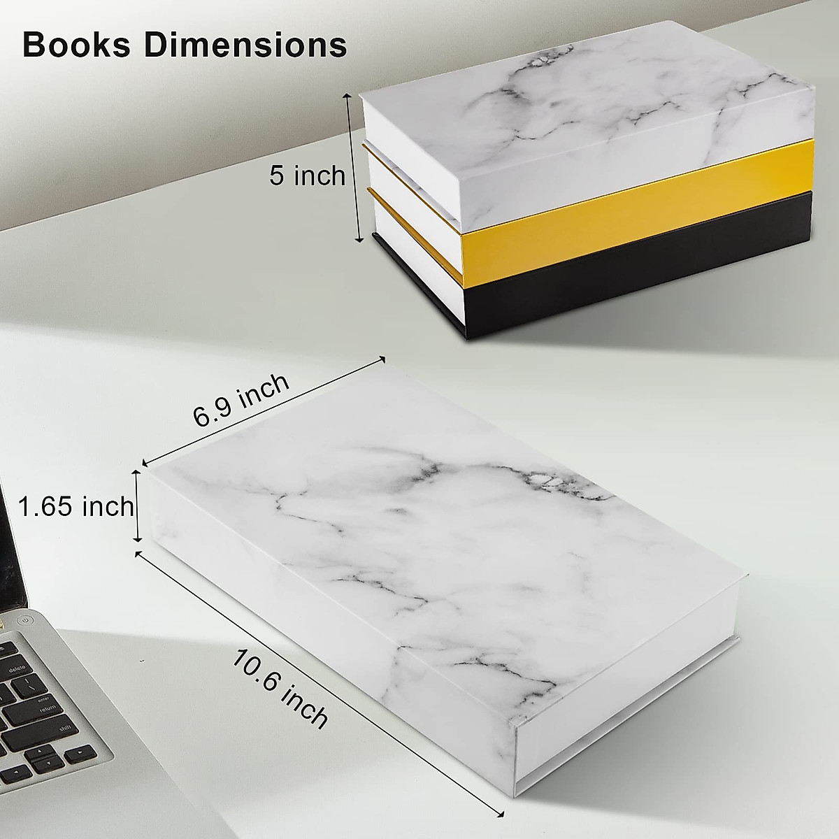 YD SZ YADOO Hardcover Books for Decor Set of 3 Stacked Books for Living Room Coffee Table Decorative Faux Books Decor Storage Book Boxes with Stickers (Z108)
