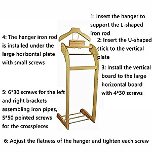 FOLREORP Suit Valet Stand Freestanding with Top Tray Contour Hanger Trouser Bar Shoe Rack Tie & Belt Wardrobe Valet Stand Stand Organizer for Both Living Room and Bed Room Pine